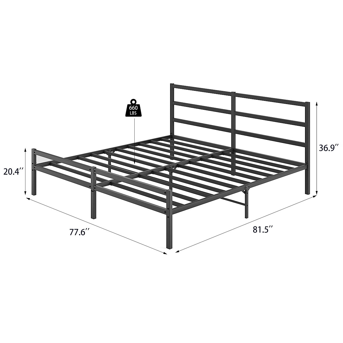 USIIN King Metal Platform Bed Frame with Headboard - Sturdy Metal Frame, Sturdy, and Noise-Free Sleep Solution
