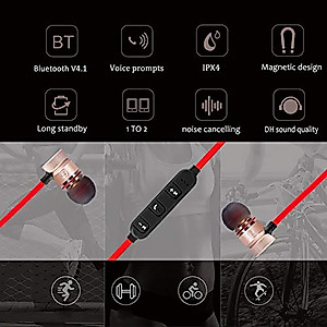 heave Wireless Earbuds,Sports Bluetooth Headphones Wireless Headsets Neckband V4.1 Magnetic in-Ear Earbuds with Waterproof Built-in Mic,6 Hours Playtime Black