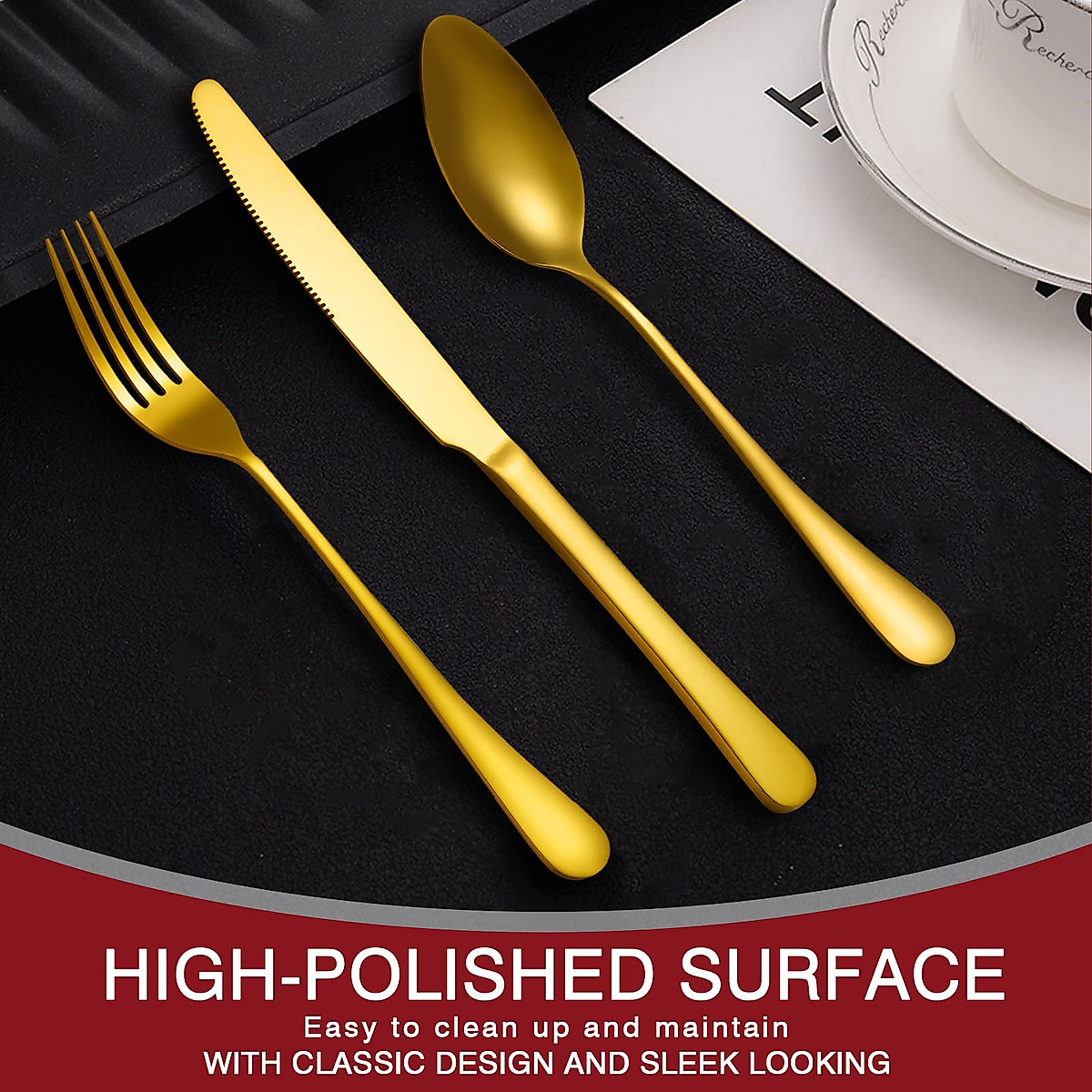 SUTETLW 20 PCS Kitchen Cutlery Set - Stainless Steel Flatware for 4 Dishwasher Safe Kitchen Tableware Ware Include 4pcs Spoon,4pcs Fork,4pcs Knife,4pcs Dessert Fork,4pcs Teaspoon (Rainbow)