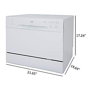 SPT SD-2213W ENERGY STAR Compact Countertop Dishwasher - Portable Dishwasher with Stainless Steel Interior and 6 Place Settings Rack Silverware Basket for Apartment Office And Home Kitchen, White