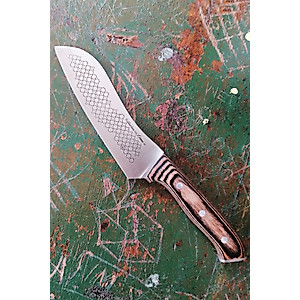 Refika'dan Chef's Knife 6 Inch, Everyday Kitchen Knife, Ergonomic Stainless Steel Knife with Brown Wooden Handle