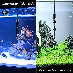 DOMICA 100W Submersible Aquarium Heater, Adjustable Fish Tank Heater, Suction Cups and Free Thermometer Suitable for Marine Saltwater and Freshwater