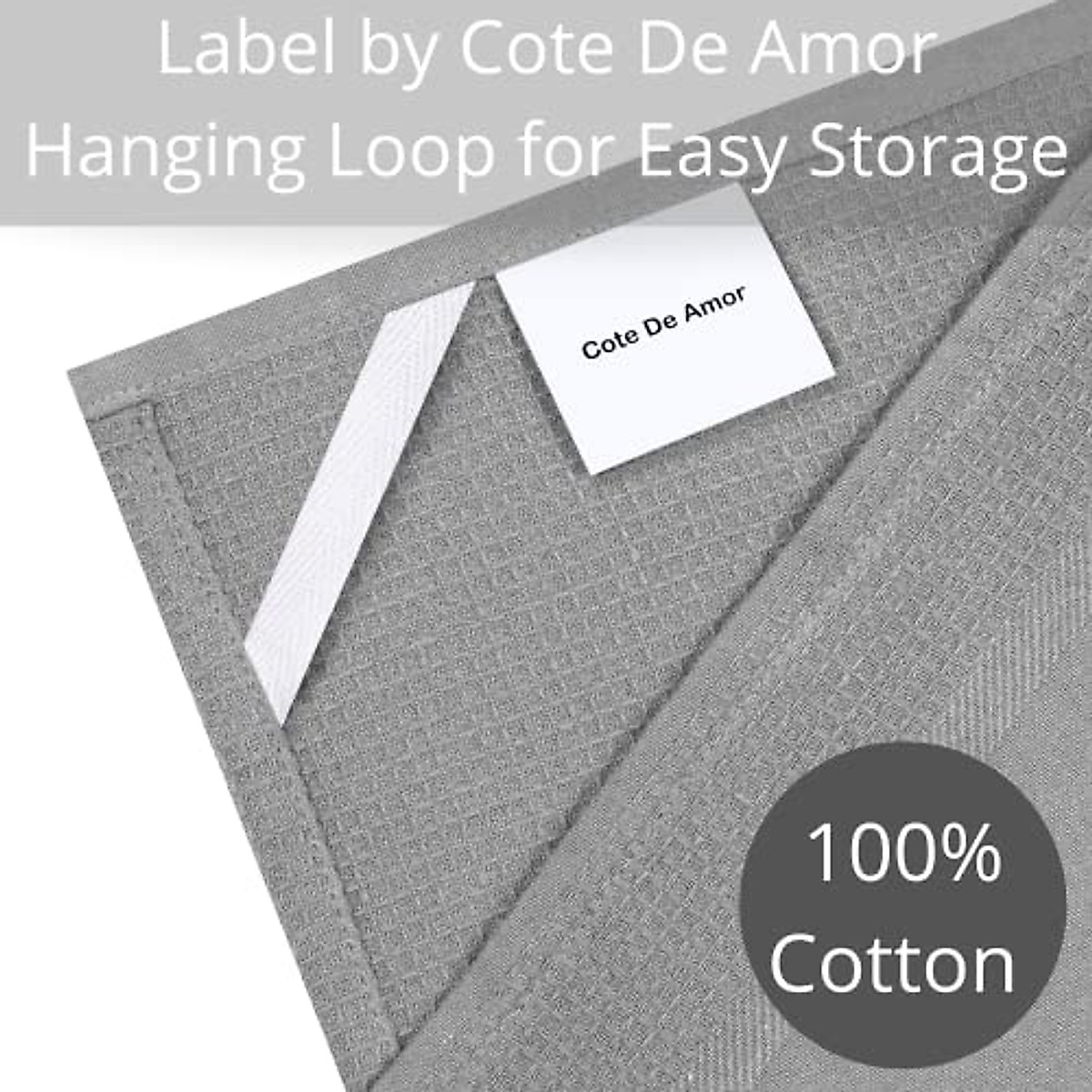 Linen Hub 100% Cotton Waffle Kitchen Dish Towels 16x26 Oversized, Absorbent Durable Washable, Tea Towels, Dish Cloths, Bar Towels, Cleaning Towels, Kitchen Towels with Hanging Loop - Set of 6 Grey