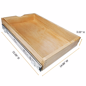 Pull Out Cabinet Organizer Pull Out Drawers for Kitchen Cabinets Wood Cabinet Slide Out Shelves Storage Slide Out Shelf Pantry Drawers, 14”W x 21”D, Requires At Least 15.5” Cabinet Opening, Finished