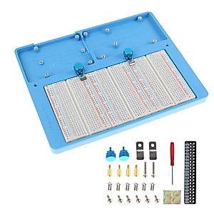 Makeronics 7 in 1 Blue RAB Holder and 3PCS 400 Points Solderless Breadboard | Base Plate with Rubber Feet for Raspberry Pi 4 Model B|3B+/B|2B+/B|Zero |Zero W and Arduino Mega 2560 | Uno R3