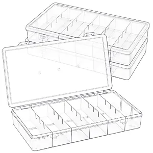 Jutieuo 3 Pack Mascara Brushes Storage Boxes, 6-Grid Clear Plastic Organizer Box Container with Hinged Lid for Disposable Makeup Tools/Applicator/Swabs/Brushes