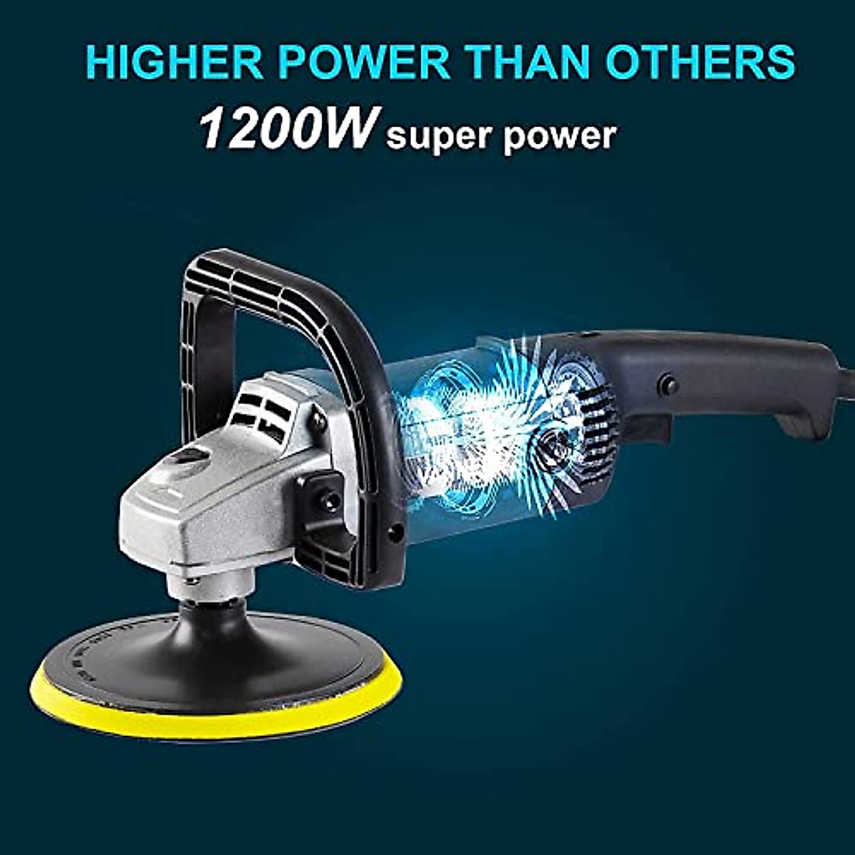 Buffer Polisher, 1200W 7-inch Car Polisher with 6 Variable Speed, 5 Foam Pads, Detachable Handle and Safety Lock Car Buffer Polisher Ideal for Car Sanding, Polishing, Waxing (Upgraded)