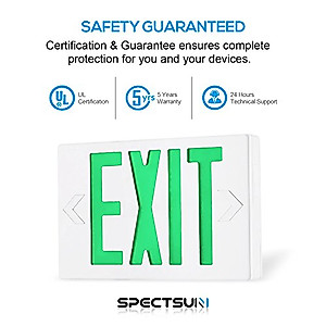 SPECTSUN Led Exit Sign with Battery Backup, Green Exit Light Combo&Double Sided Exit Sign - 1 Pack, Exit Combo Light/Illuminating Exit Sign Led/Exit Alarm/Fire Exit Sign Light/Lighted Exit Sign