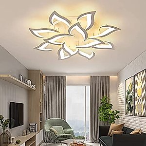OKES Modern Ceiling Light,dimmable led Ceiling lamp Fixture with Remote Control,12 Acrylic Petal Flush Mount Chandelier Light for Dining Room,Bedroom,Living Room,kitchen/3000-6000K