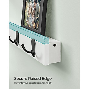 SONGMICS Coat Hooks Wall Mount, Coat Hanger Wall Mount, 4 Double Metal Hooks for Bags, Hats, Towels, for Entryway, Living Room, Bedroom, Loads up to 35.3 lb, Cloud White ULCR006W01