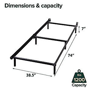 ZINUS Compack Metal Bed Frame / 7 Inch Support Bed Frame for Box Spring and Mattress Set, Black, Twin