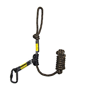 SENFU Hunting Safety Linemans Rope 10ft with Prusik Knot and Single Carabiner for Hunter Climbing Tree Stand Hanging Ladder Stand or Bow Lifeline,Fall Protection When Hunting on Stands