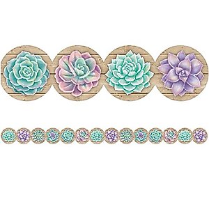 Rustic Bloom Succulent Die-Cut Border Trim