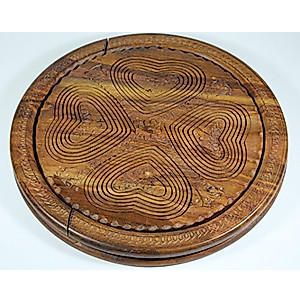 [GiftsNMemories 4 Hearts 12-Inch Wooden Collapsible Fruit Basket, Brown] Thanksgiving fruit Basket,Wooden fruit basket,Valentines fruit baskets,Wooden Trivet,Dry Fruit Basket