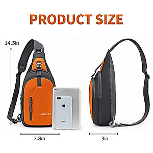 Peicees Sling Bag Backpack for Women Mens Crossbody Bag Lightweight Unisex Shoulder Chest Daypack Hiking Backpack for Outdoor