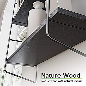 BATHWA 3 Tier Floating Shelves Metal Brackets Wall Mounted Shelves for Living Room Bedroom Office Kitchen Decor Hanging Shelf, Black