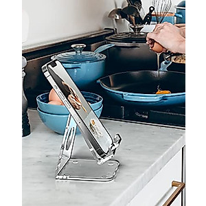 TOPGO Acrylic Cell Phone Stand, Clear Phone Holder for Desk, Office Desktop, Bedside Table, Compatible with iPhone 14/Samsung/Smartphones/iPad Mini