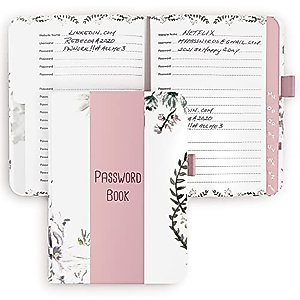 Simplified Floral Password Book with Alphabetical Tabs - Pocket Sized Internet Password Keeper – The Perfect Notebook w/Address Sections Saves All Your Passwords and Recently Placed Orders