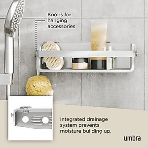 Umbra Flex Adhesive Shower Shelf for Bathroom, Grey