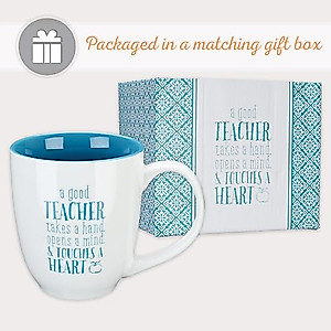 Christian Art Gifts Ceramic 14 oz Coffee Mug Microwave, and Dishwasher Safe Inspirational Bible Verse Mug for Teachers: Touches a Heart - 1 Corinthians 16:14 Blue and White Novelty Cup