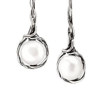 Silpada 'Intertwining Vines' 10.5-11 mm Freshwater Cultured Pearl Twisted Drop Earrings in Sterling Silver