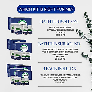 Ekopel Roll On Bathtub Refinishing Kit - Made in The USA - Odorless Tub and Tile Reglazing - 20X Thicker Than All Other Refinishing Kits (No Tools) - Gloss White