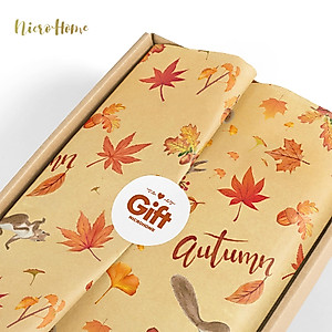 NICROHOME 24 Sheets Gold Orange Fall Colored Tissue Paper, Yellow Autumn Thanksgiving Wrapping Paper for Pumpkin Gift Bags Packaging Crafts Wedding Baby Bridal Shower Birthday Decorations（15 x 20Inch）