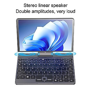 Jopwkuin Foldable Mini Laptop, 8 Inch Laptop PC Full Featured 180 Degree Flip LPDDR5 12GB RAM Touch Screen 100‑240V with Stylus for Drawing (12GB+128GB US Plug)