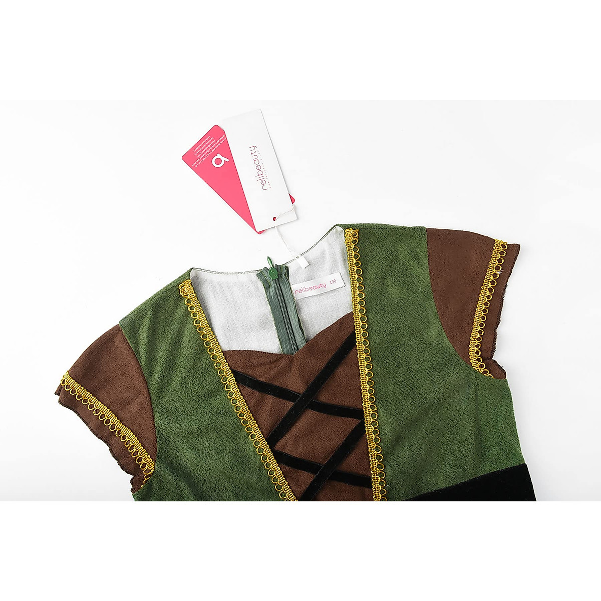 ReliBeauty Archer Costume Girls Huntress Costume for Girls with Cape,Green 10-12/150