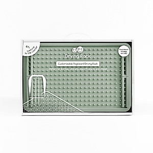 ezpz Drying Rack (Sage) - 100% Silicone Collapsible Dish Drying Rack + Suctions in Place + Adjustable Pegs - Dishwasher Safe - Durable Long-Lasting