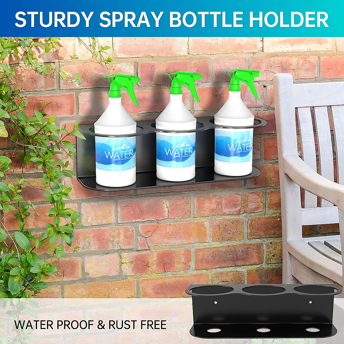 IRENPORU 3 Holes All-Purpose Spray Bottle Holder Wall Mount Heavy Duty Spray Can Holder Rack Organizer Storage for Home Garage Workspace