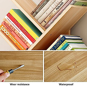 8 Tier Book Shelf 48 Inches Tall with Drawers, Kids Wood Bookshelf Modern Open Narrow for Books and Plants Display, Creative Tree Shape Etagere Bookcase for Bedroom, Living Room, Classroom Wooden Col