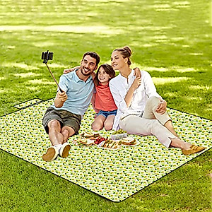 defutay Picnic Blanket,Large Beach Mat,Modern Picnic Blankets,Sandproof Waterproof Outdoor Mat for Travel, Hiking,Camping,Music Festival, Lawn(57”X79”,Green Leaves)