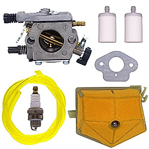 FitBest Carburetor with Air Filter Spark Plug for Husqvarna 50 51 55 Chainsaw Walbro WT-170 Carb Replaces 503281504