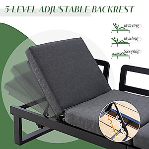 LUXOAK 6-Piece Patio Furniture Sets, Outdoor Aluminum Furniture Sofa, with Wood Side Table & Washable Cushions