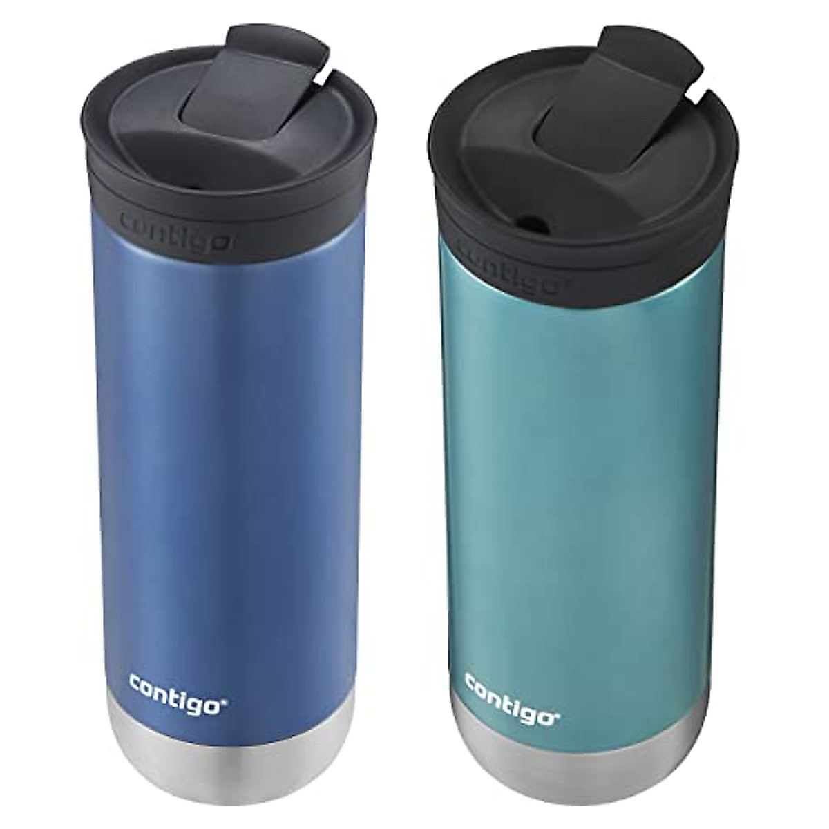 Contigo Huron Insulated Stainless Steel Travel Mug with SnapSeal Lid, 20oz 2 Pack, Blue Corn & Bubble Tea