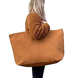 LLYLIU 28" Large Canvas Tote Bag - Extra Big Shopping Beach Totes Bags Reusable Grocery Bag Plain Solid 28" x 8" x 16"