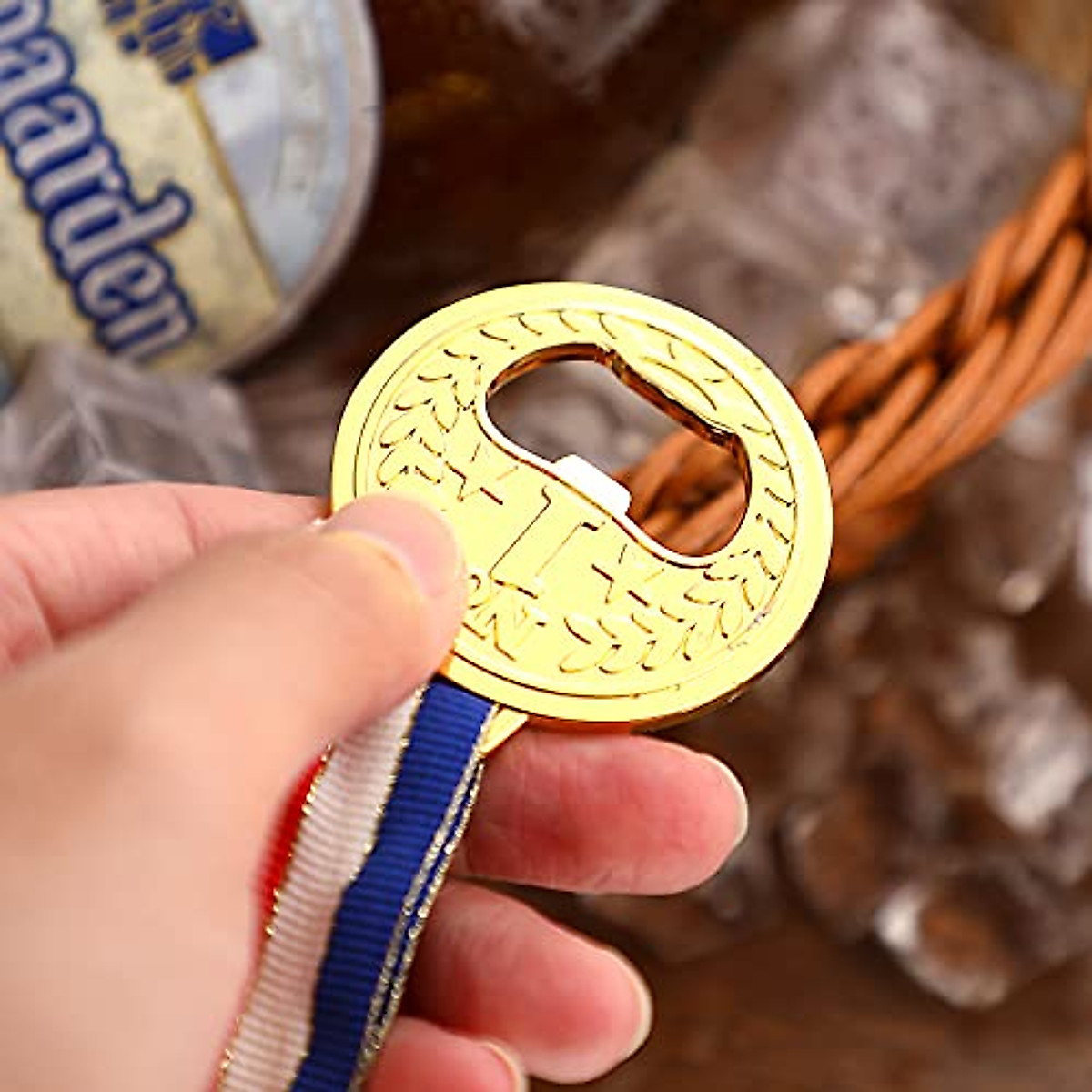 Cabilock 2PCS Olympic NO. 1 Bottle Opener Gold Medal Beer Opener Creative Jar Opener Beer Lid Remover Wine Beer Accessories
