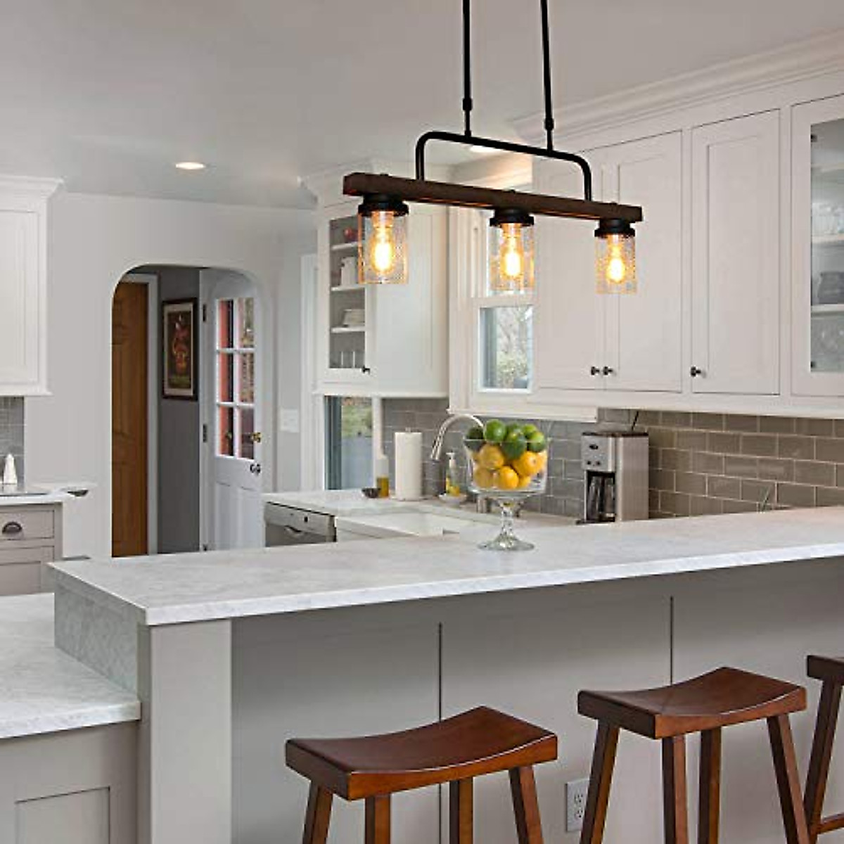 Voguad Seeded Glass Lamp Shade 3 Pack, Clear Cylinder Glass Shade for Light Fixture Replacement Globe for Pendant Light Wall Sconce Chandelier, 1 5/8 inch Fitter