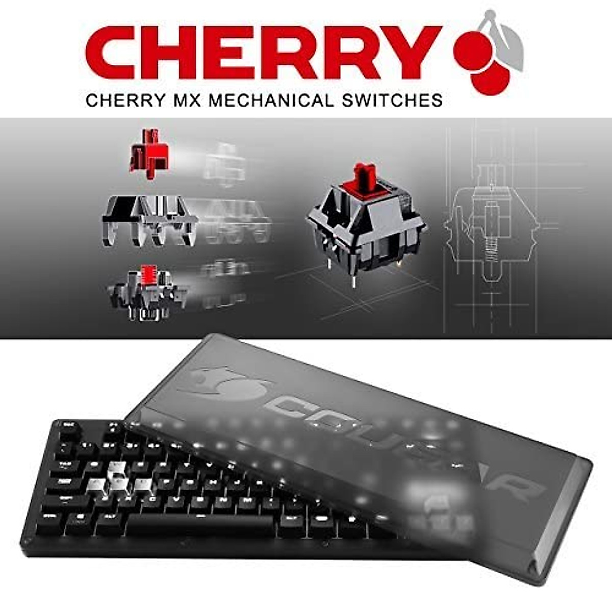 Cougar Puri TKL1 Mechanical Gaming Keyboard with Magnetic Protective Cover and Extra Set of Metallic Keycaps, Cherry MX Red