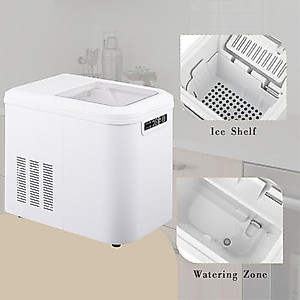 Athena Collection Ice Makers Countertop with Self-Cleaning, 26Lbs Per Day, 9 Blocks in 10 mins, Clear Ice Machine Portable Ice Maker for Kitchen Party RV w/2 Sizes Bullet Ice, Scoop, Basket, White