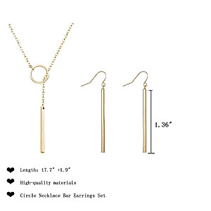 Slip Chain Choker Necklace Long Gold Necklaces for Women Trendy Long Layered Necklaces Gold Earrings and Necklaces Set for Wedding Jewelry Gold Bar Y Lariat Necklace Summer Wedding Guest Dresses Accessories