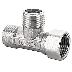 Beduan Stainless Steel 1/2" G 3 Way Diverter, Movable Cap Flexible Tee Connector for Angled Valve, Bidet, Sprayer, Shower Arm (All 3 way is 1/2 G threaded!!, Thread ID/OD is 19.8MM/3/4")