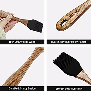 Oil and Butter Brush,Silicone Basting Brush with Wooden Hand,Pastry Brush for Cooking Black