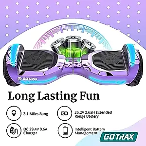 Gotrax Glide Hoverboard for Kids Ages 6-12, Hover Board with Music Speaker & LED Lights, Smart Self Balancing Scooters Hover Board for Kids Adults Gifts, UL2272 Certified(Purple)