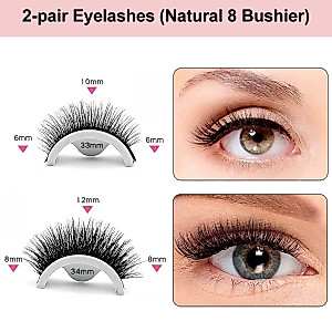 New Reusable Self Adhesive Eyelashes, 4PCs Reusable Adhesive Eyelashes, False Lashes Natural Look, Self Adhesive Eyelashes Reusable Self Sticking (2-Pairs)