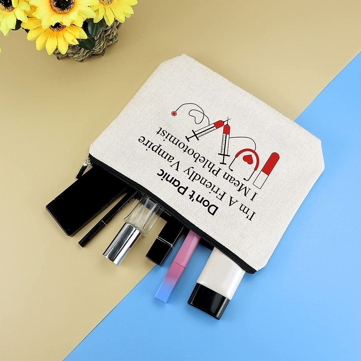 Funny Nurses Makeup Bag Gift Phlebotomist Gifts Phlebotomy Technician Phlebotomist Nurse Gifts Cosmetic Bag Pouch for Women Nurses Day Birthday Gift for Technician Hematologist Medical Technologist