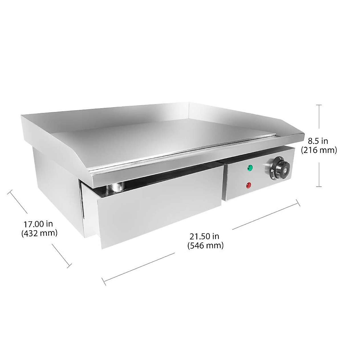 GorillaRock Flat Top Griddle | Teppanyaki Grill with Single Thermostat | Commercial Griddle | 21.50’ x 16.00’ | 110V