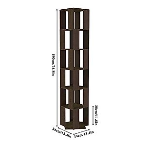 4HOMART 6 tier Rotating Bookshelf, Floor Rack Simple Bookcase Student Multi-Function Creative Bookshelf for Living Room (Black Walnut)