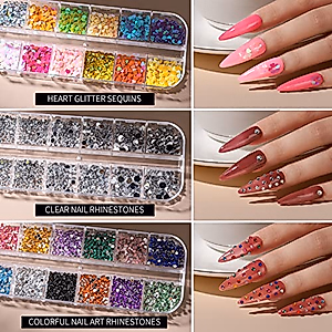FANDAMEI Nail Art Kit, Nail Design Tools Kit with Nail Art Brushes, Nail Dotting Tools,Fine Glitter,Nail Butterfly, Nail Heart Glitter Sequins, Nail Foil Flakes, Nail Art Rhinestones, Nail Dust Brush